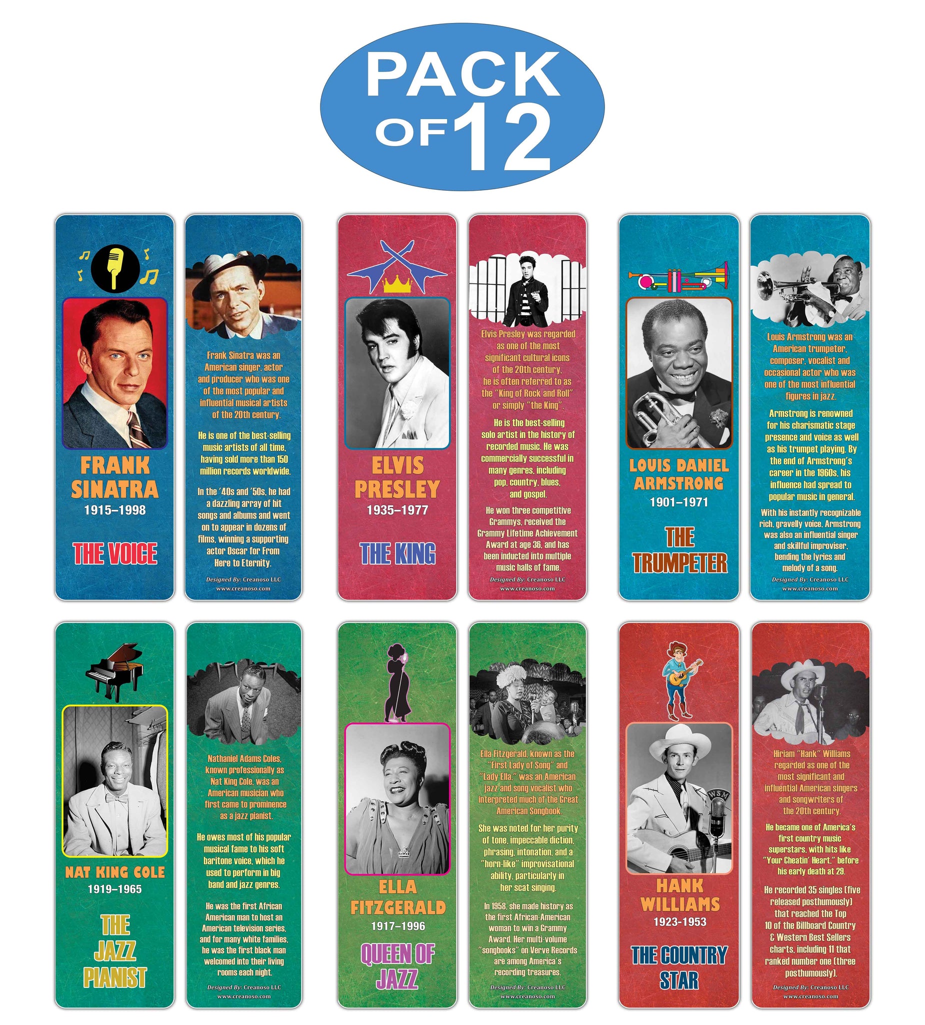 Creanoso Famous Historical Americans Musicians Facts Bookmarks ÃƒÂ¢Ã¢â