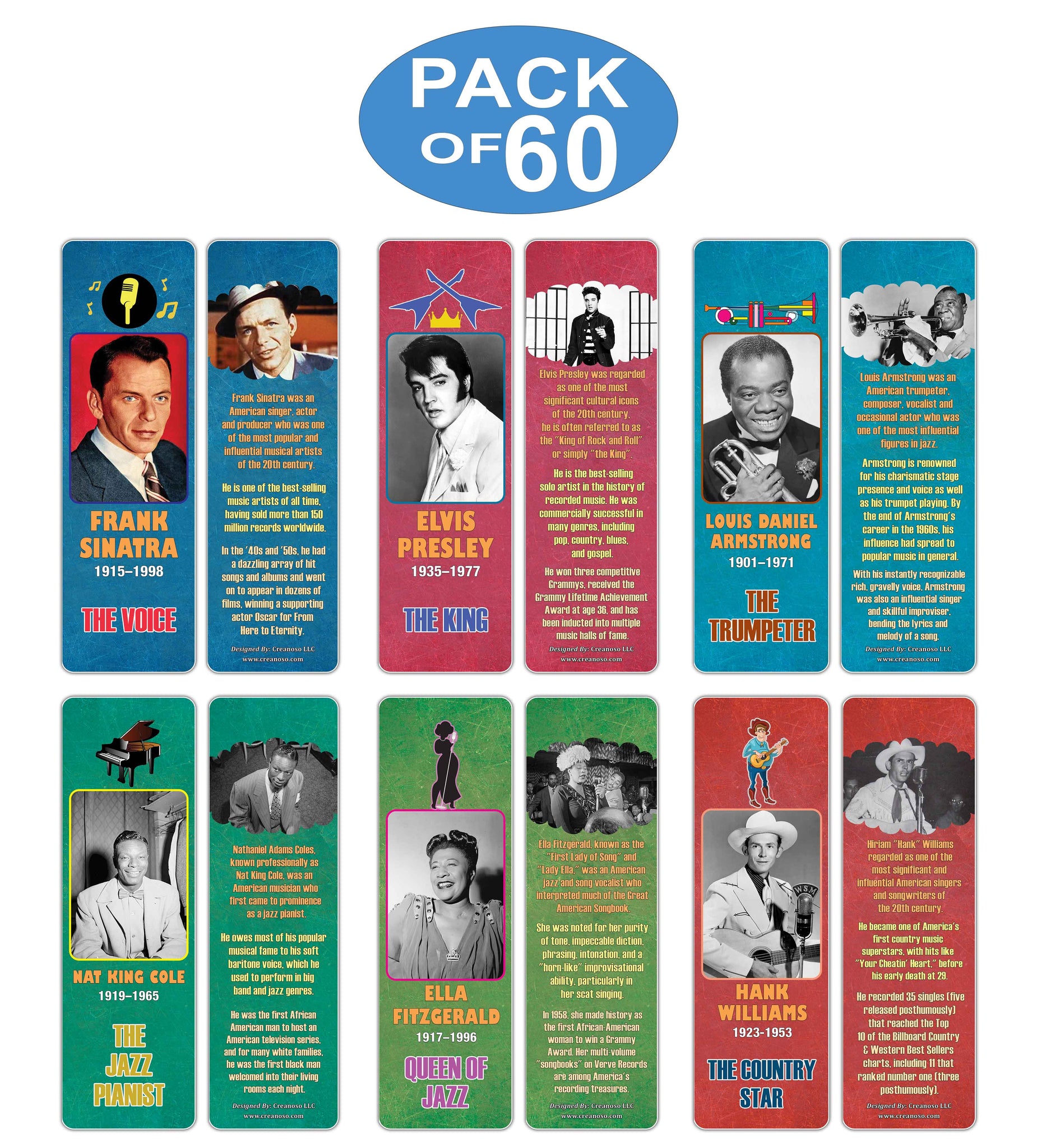 Creanoso Famous Historical Americans Musicians Facts Bookmarks ÃƒÂ¢Ã¢â