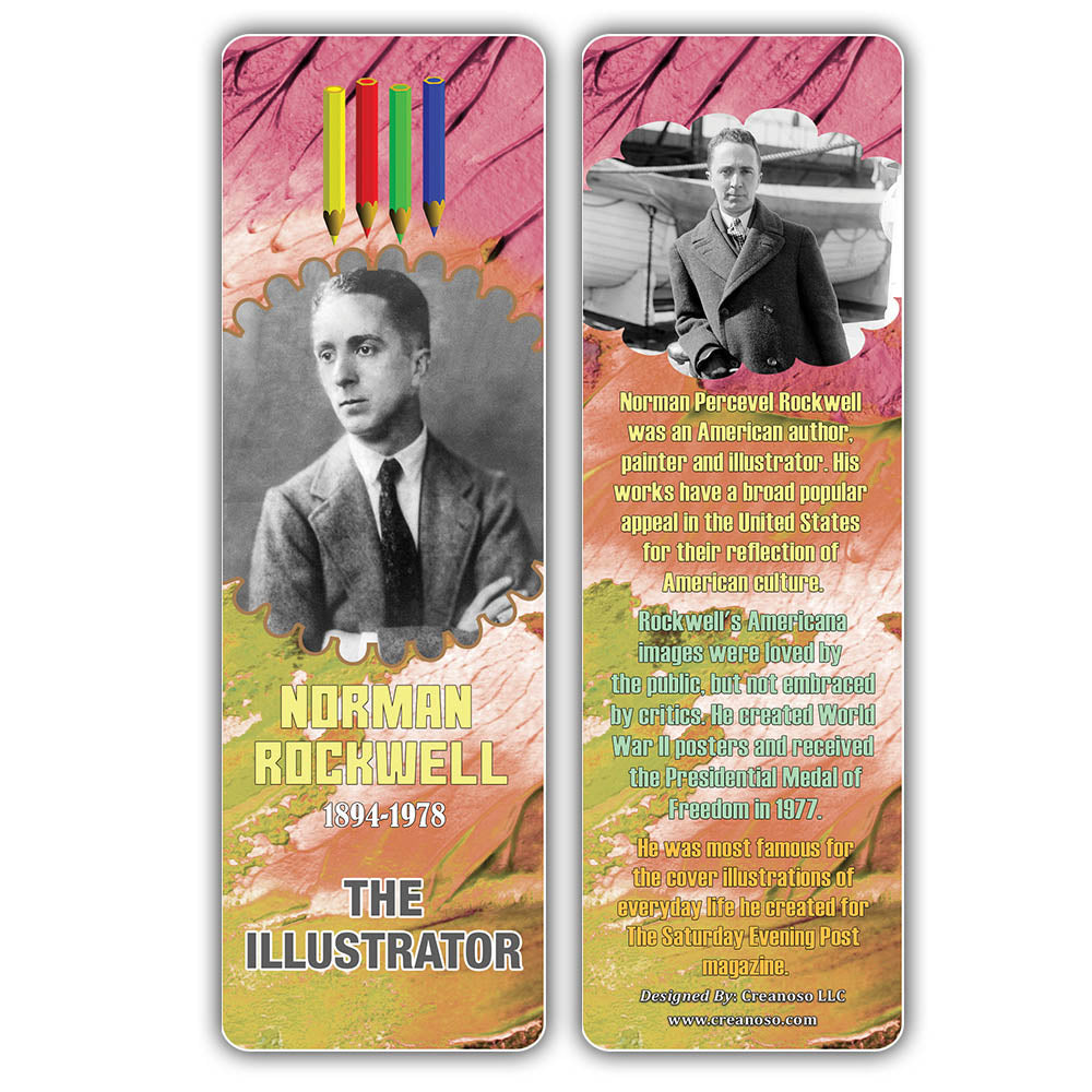 Creanoso Famous Historical Americans Artists Facts Bookmarks - Stockin