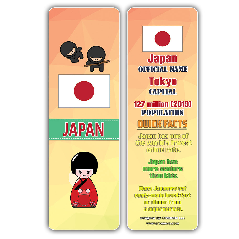Creanoso Asia & Pacific Countries Facts Bookmarks - Unique Stocking St