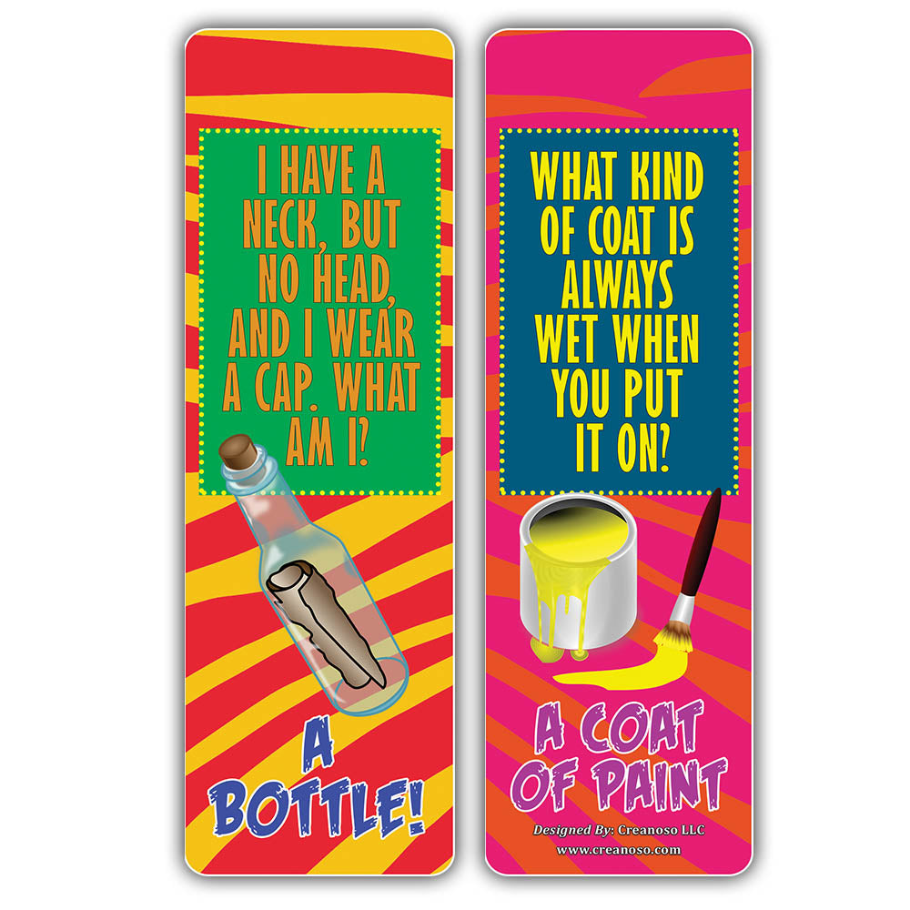 Creanoso Funny Puns Riddle Jokes Bookmarks - Unique Stocking Stuffers
