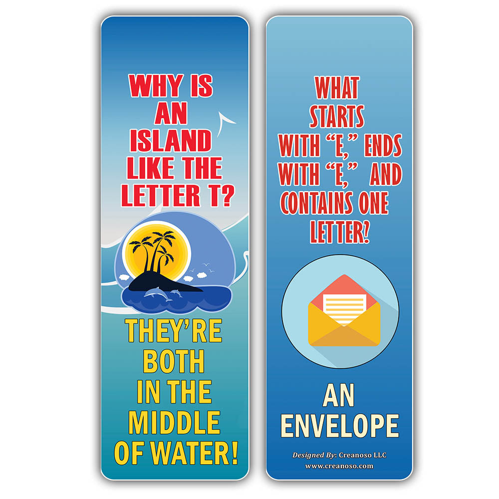 Creanoso Funny Puns Riddle Jokes Bookmarks - Unique Stocking Stuffers