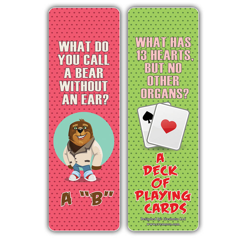 Creanoso Funny Puns Riddle Jokes Bookmarks - Unique Stocking Stuffers