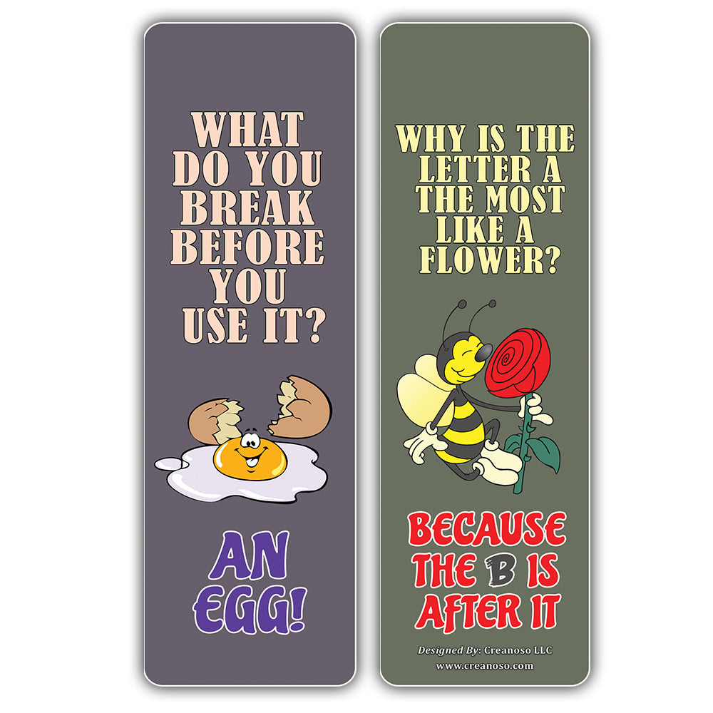 Creanoso Funny Puns Riddle Jokes Bookmarks - Unique Stocking Stuffers