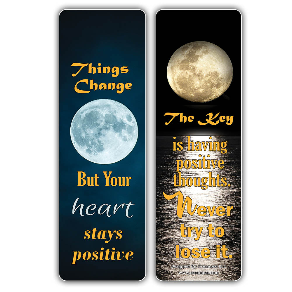 Creanoso Be Positive Inspirational Sayings Moon Bookmark Cards (60-Pac