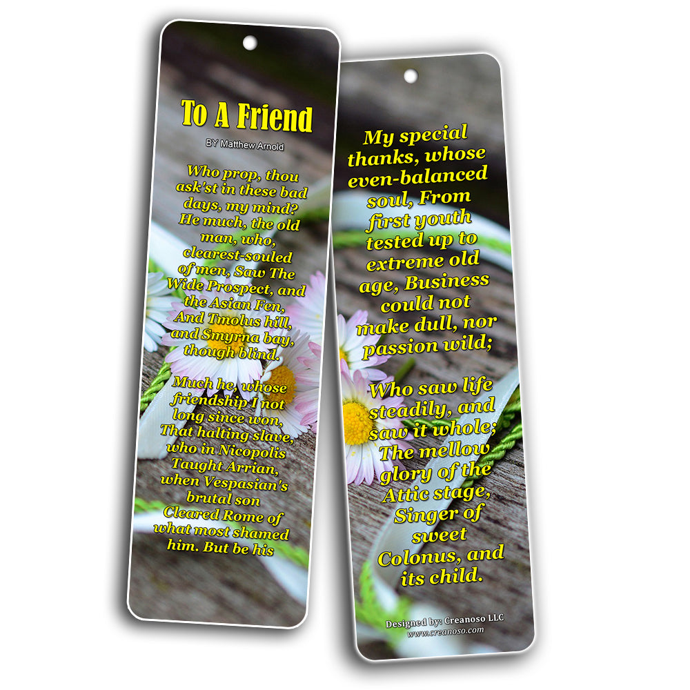 Famous Classical Short Poems Bookmarks Series 2 Friendship – Creanoso