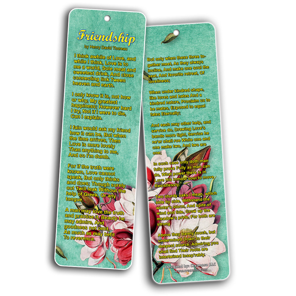 Famous Classical Short Poems Bookmarks Series 2 Friendship – Creanoso