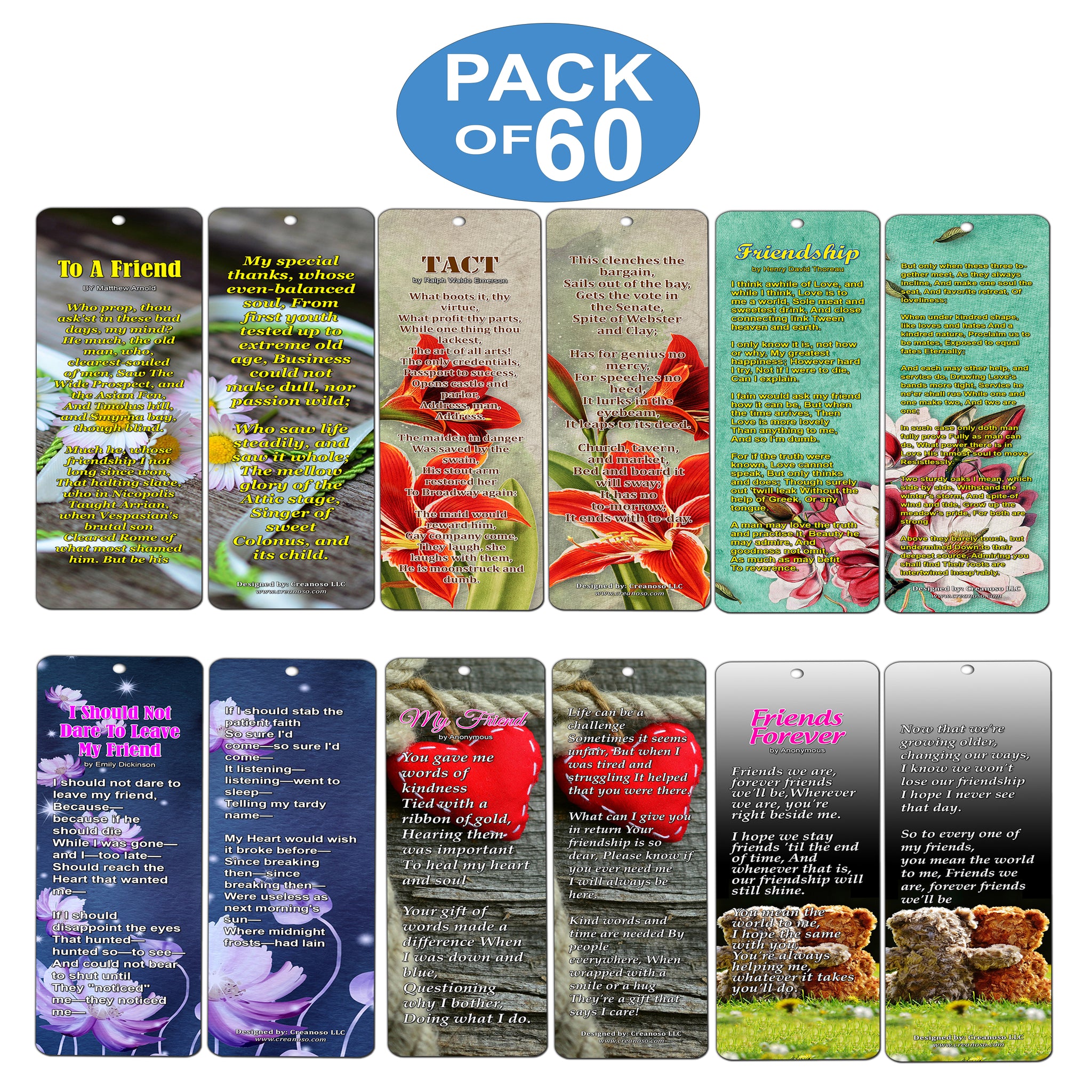 Famous Classical Short Poems Bookmarks Series 2 Friendship – Creanoso