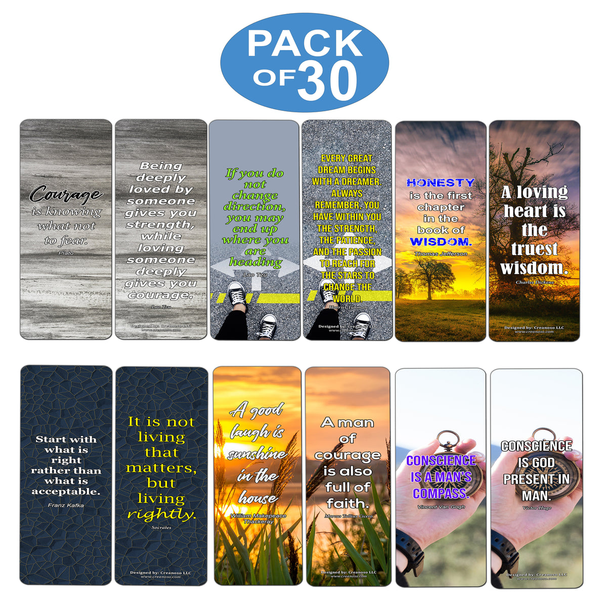Creanoso Great Quotes to Ponder About Courage Change Wisdom Bookmarks