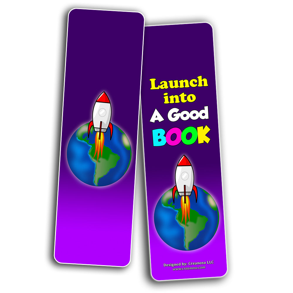 Creanoso Rocket Outer Space Futuristic Bookmarks for Kids Premium Gift