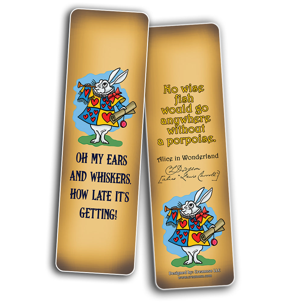 Alice In Wonderland Bookmarks Cards Vintage Literary Quotes Bookworm R ...