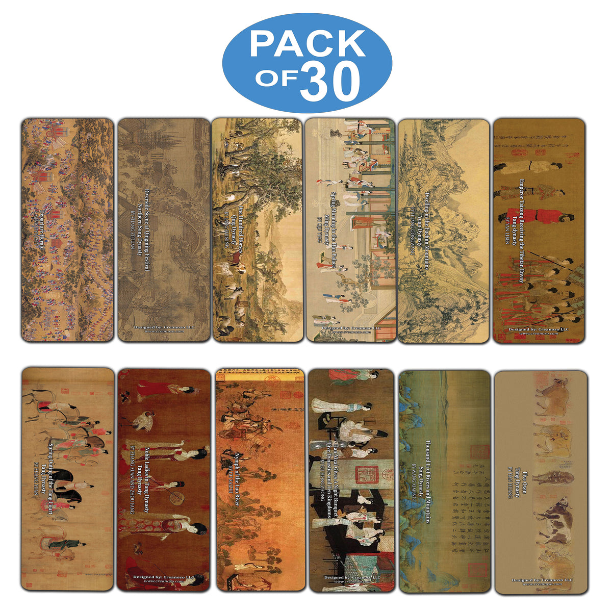 Creanoso Ancient Chinese Paintings Bookmarks (30-Pack) ÃƒÂ¢Ã¢â€šÂ¬Ã¢â‚