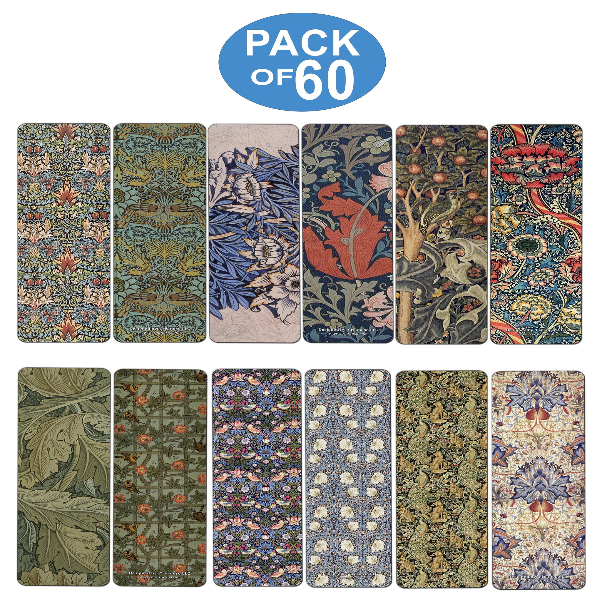 Creanoso Vintage Cards - William Morris Bookmarks (60-Pack) ÃƒÆ’Ã‚Â¢Ãƒ
