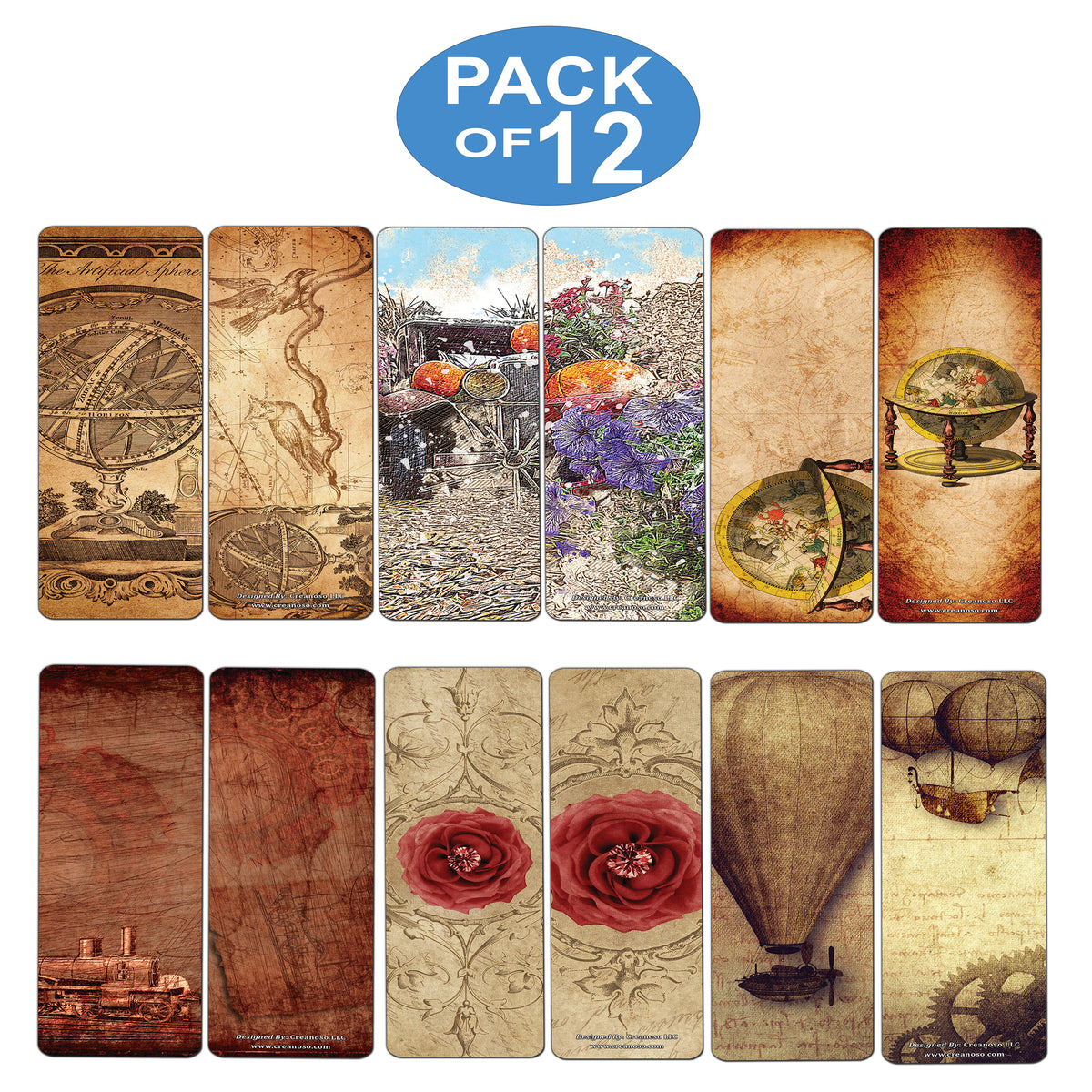 Creanoso Vintage Classic Style Bookmarks (12-Pack) - Definitive Bookma