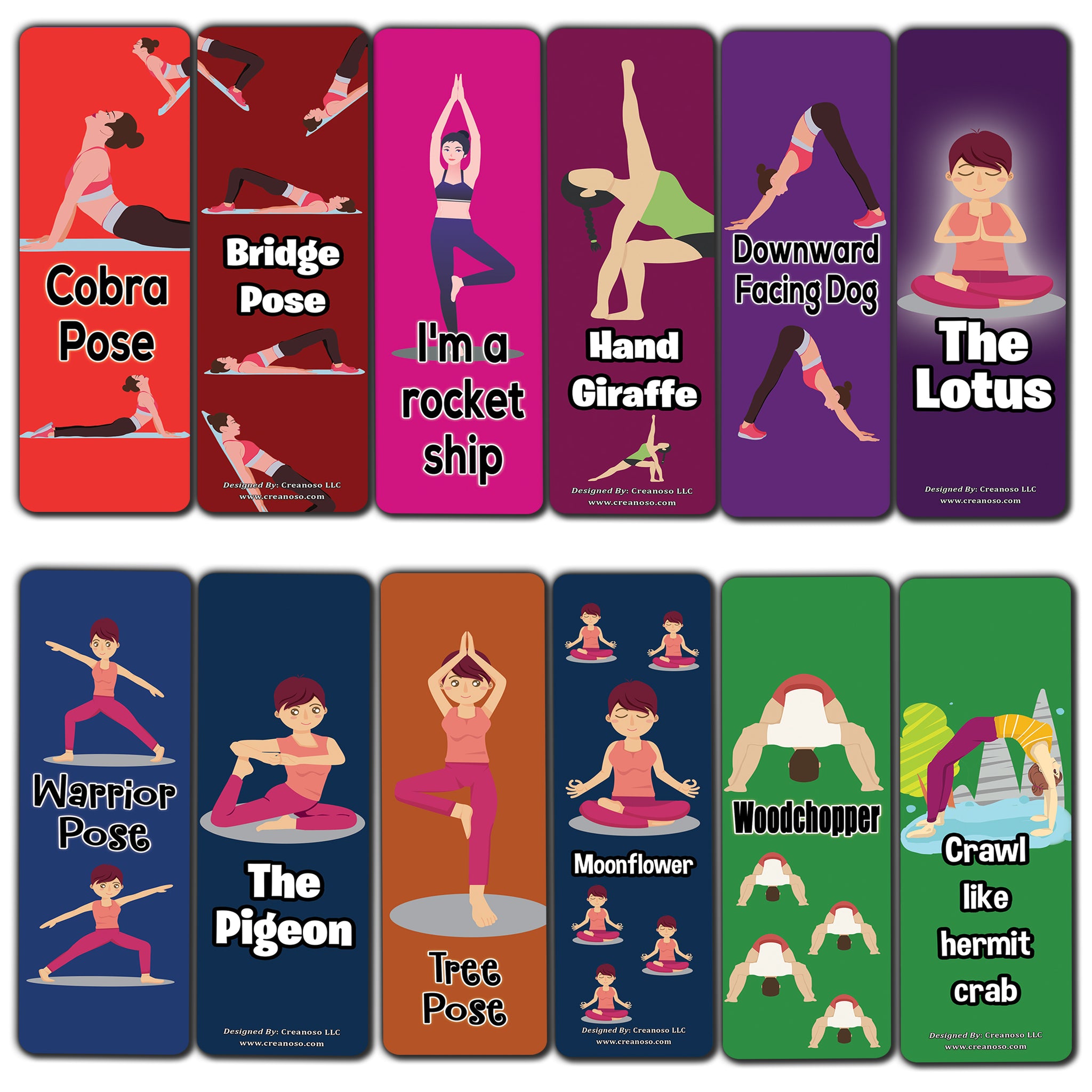 Creanoso Yoga Poses Bookmarks â€“ Funny Jokes (30-Pack) â€“ Awesome Bo