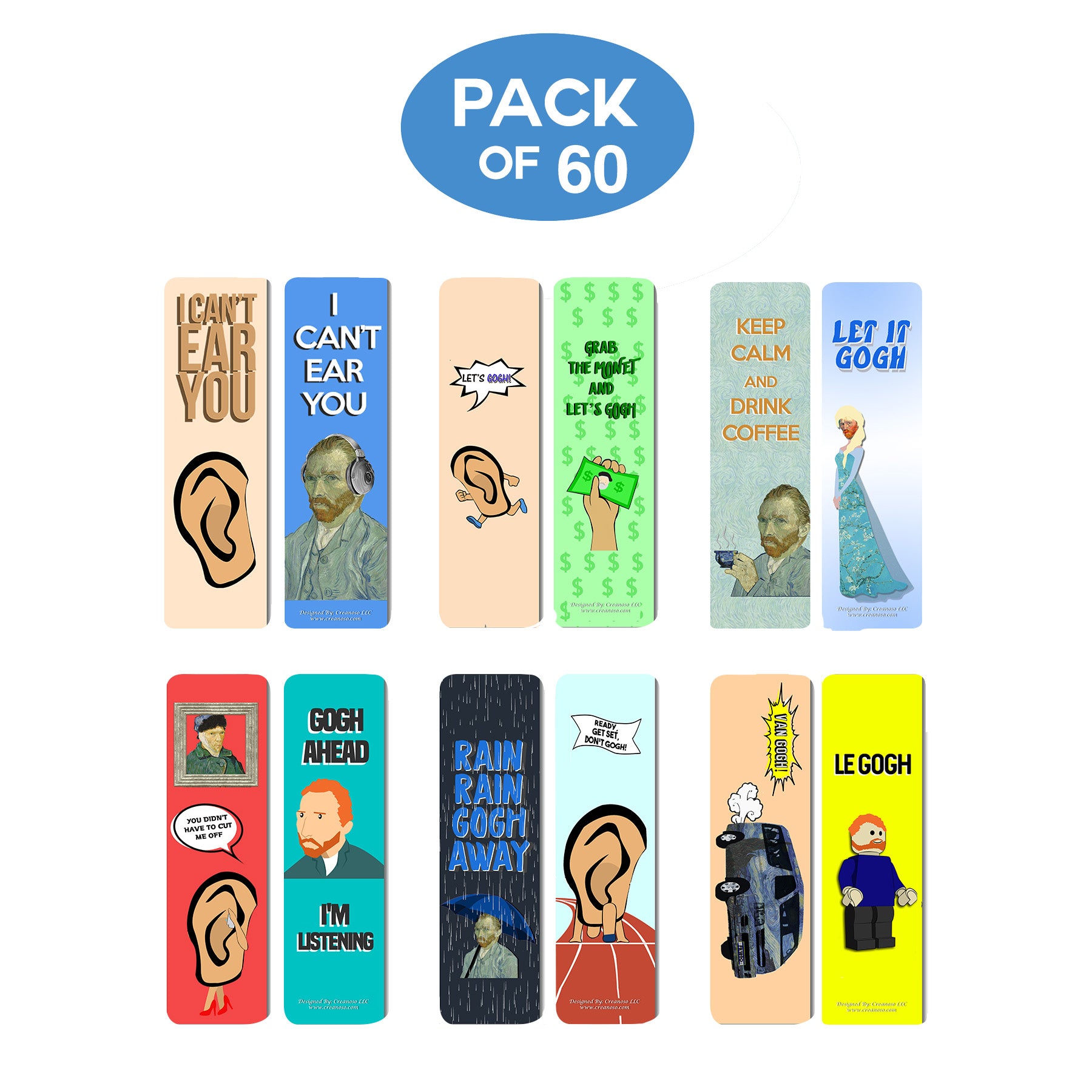 Creanoso Funny Bookmark Series 1 - Gogh Jokes - Motivating and Humorou