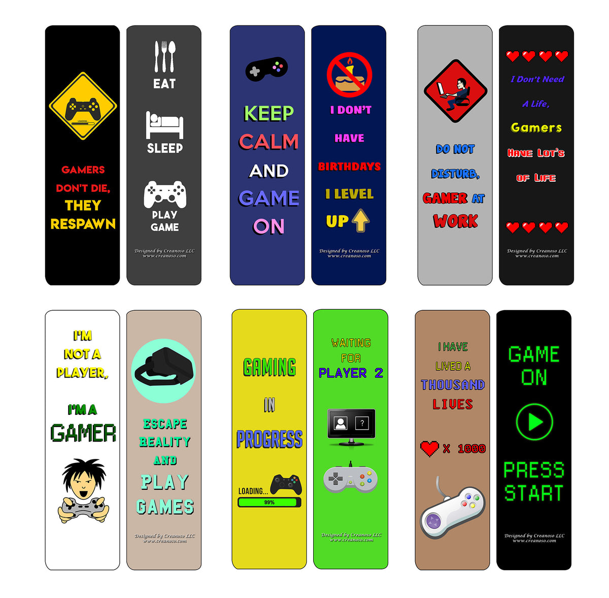 Creanoso Gamer Bookmarks (30-Pack) - Perfect Gift for Video Game Fans