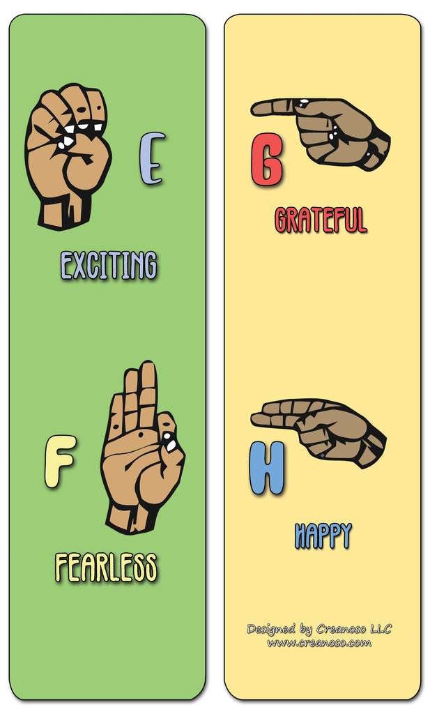 Creanoso Hand Signs Alphabet Bookmarks - Fun Way to Learn Basic Sign L