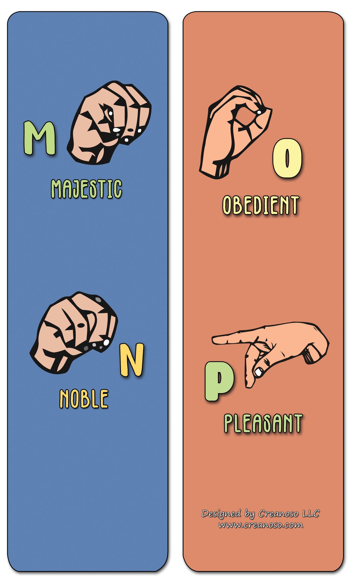 Creanoso Hand Signs Alphabet Bookmarks - Fun Way to Learn Basic Sign L