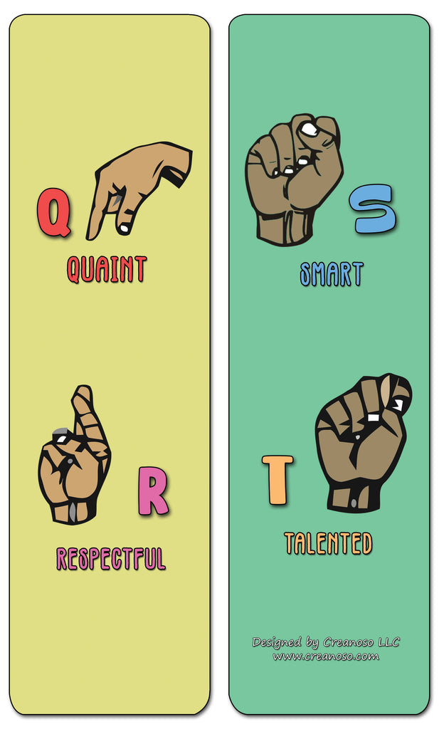 Creanoso Hand Signs Alphabet Bookmarks - Fun Way to Learn Basic Sign L
