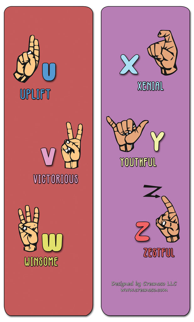 Creanoso Hand Signs Alphabet Bookmarks - Fun Way to Learn Basic Sign L