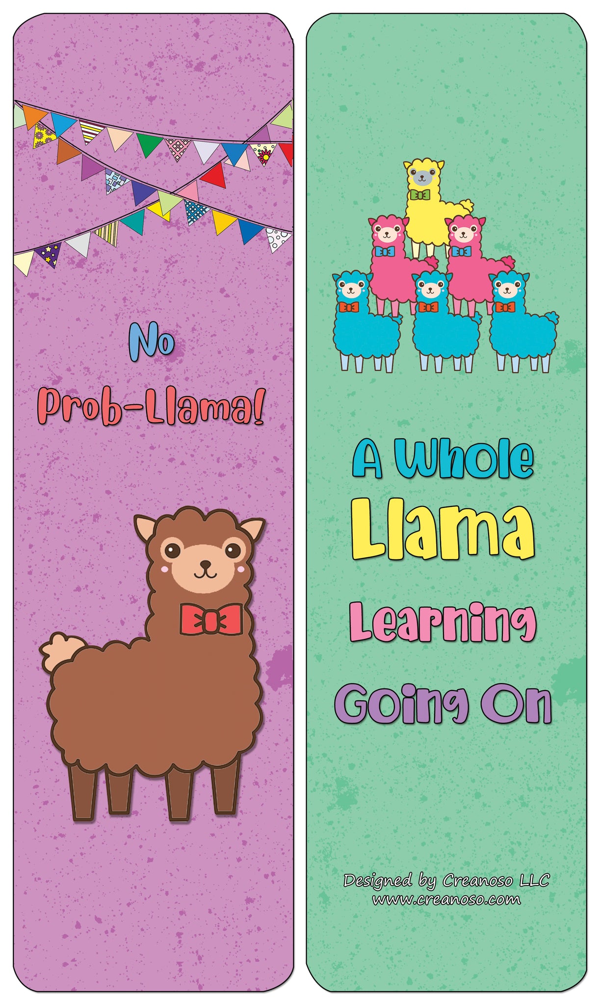Creanoso Llama Bookmarks (30-Pack) - Assorted Designs for Children - C