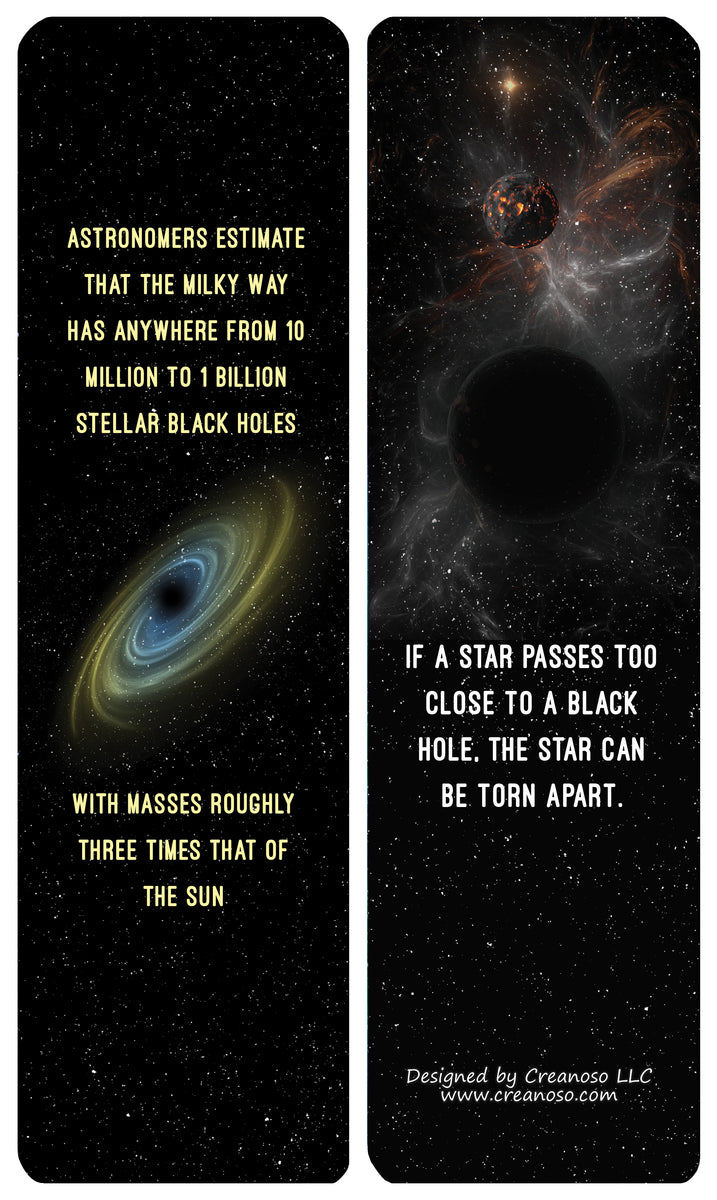 Creanoso Black Holes Facts and Information Bookmarks - Stocking Stuffe