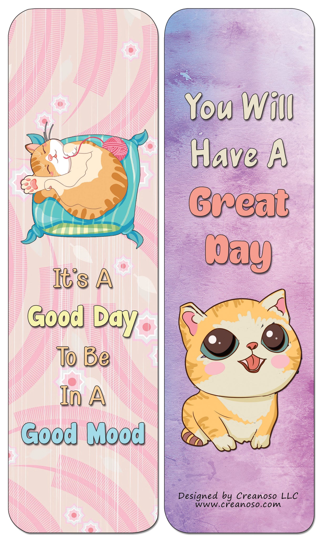 Creanoso Cat Bookmarks - Positive Vibes (60-Pack) - Premium Quality Gi