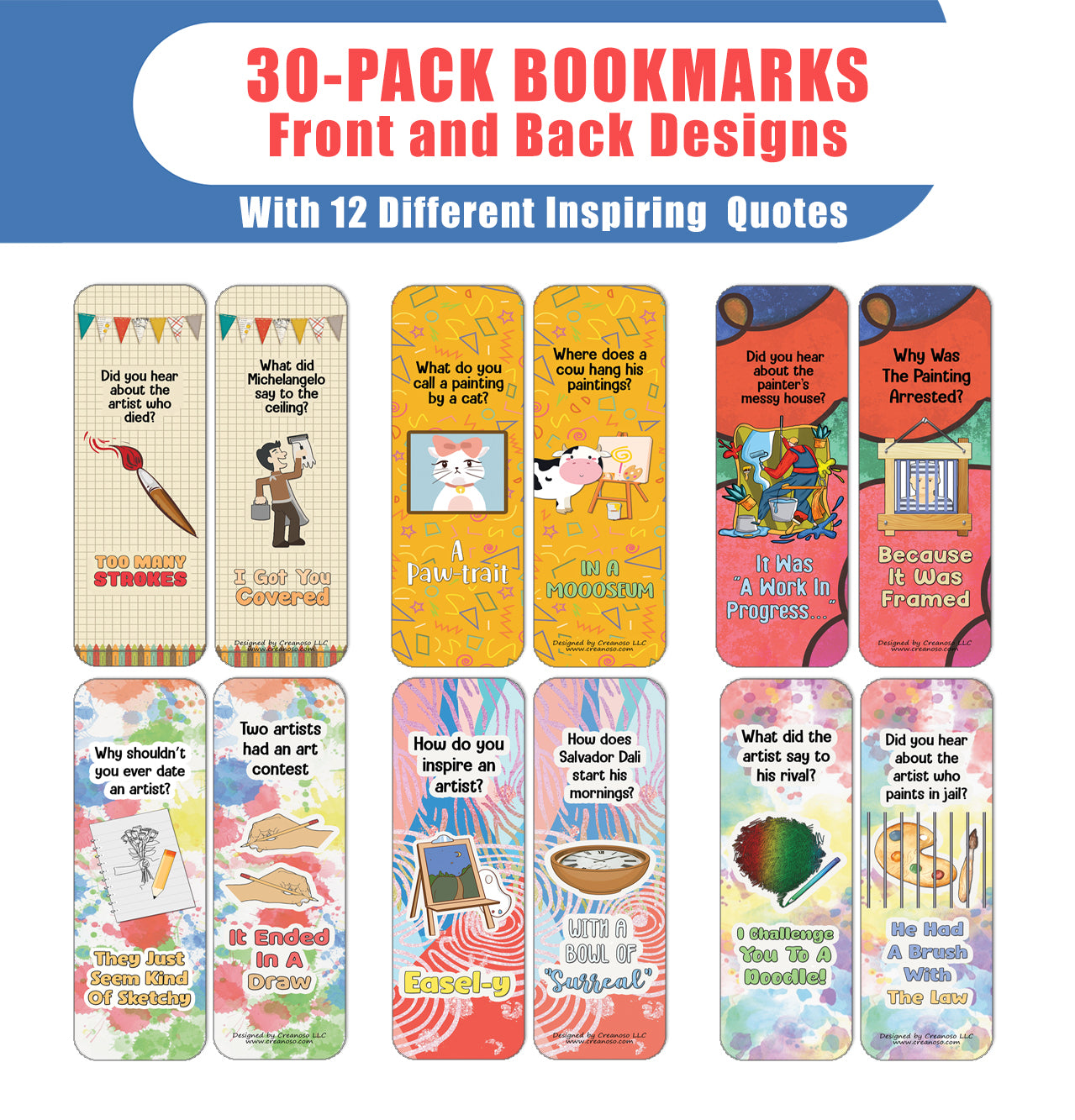 Funny Artist Jokes Bookmarks (30-Packs) – Creanoso