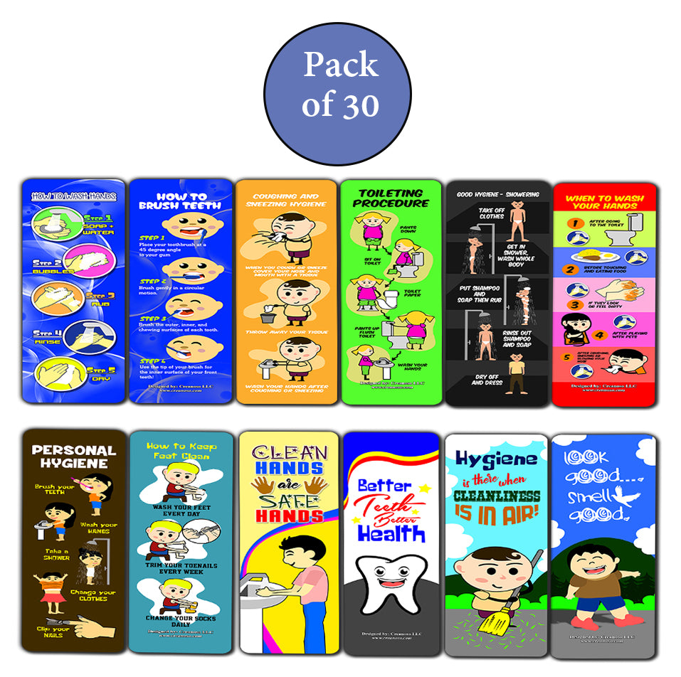 Creanoso Hygiene for Kids Bookmarks (30-Pack) - Premium Quality Gift I