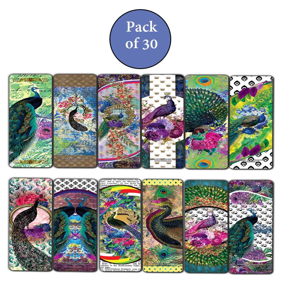 Peacock Bookmark Cards (30-Pack)-Unique Art Print Design - Awesome Boo ...