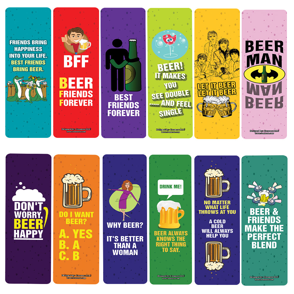 Funny Beer Friends Bookmarks (10-Sets X 6 Cards) – Creanoso