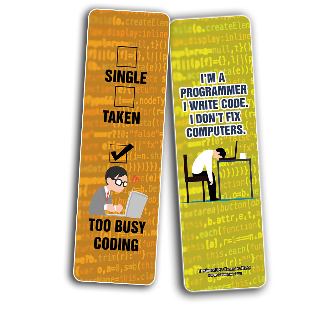 Funny CODING Program Bookmarks (5-Sets X 6 Cards) – Creanoso
