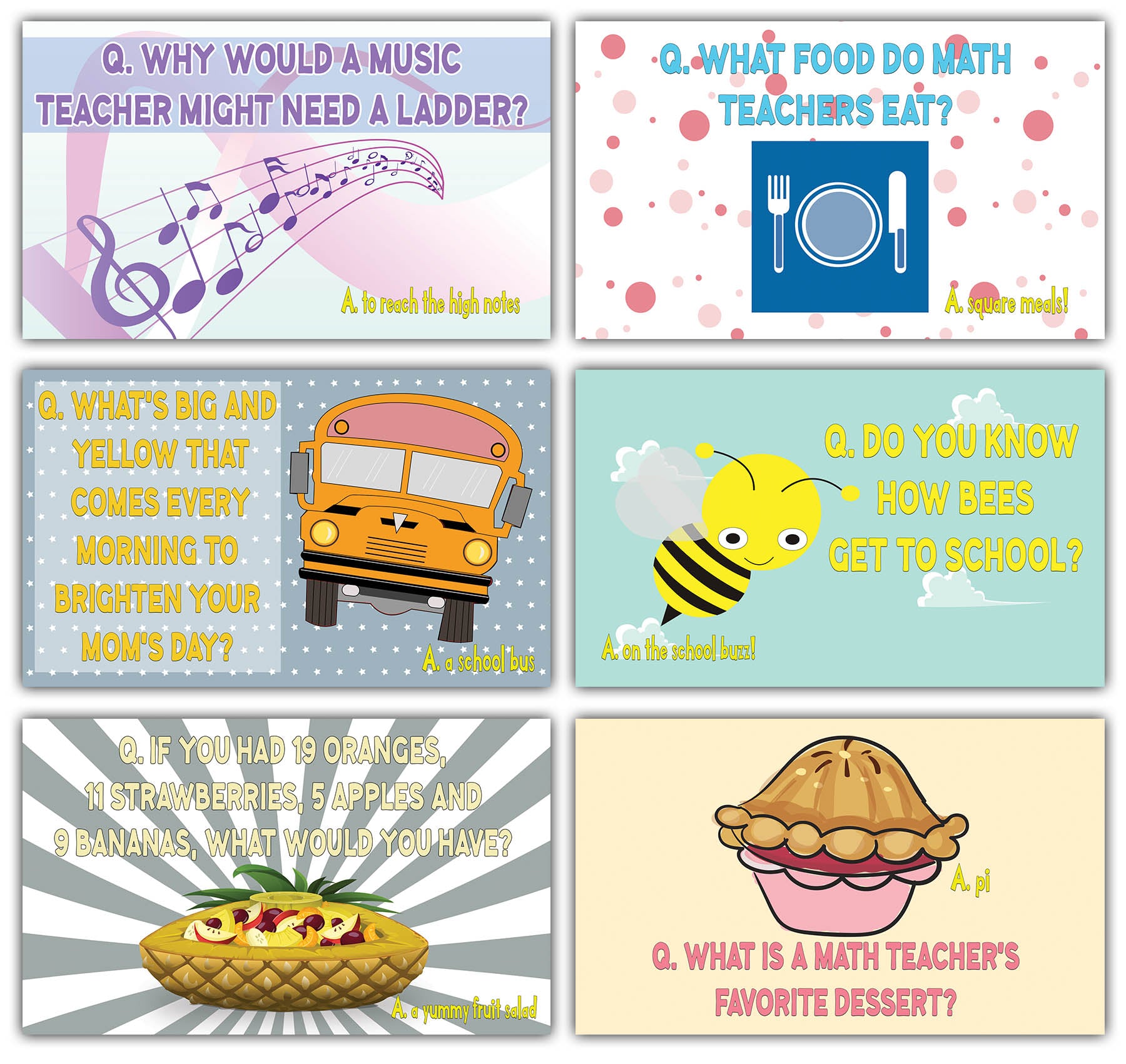 Creanoso Back to School Lunchbox Note Cards - Funny Jokes Flashcards