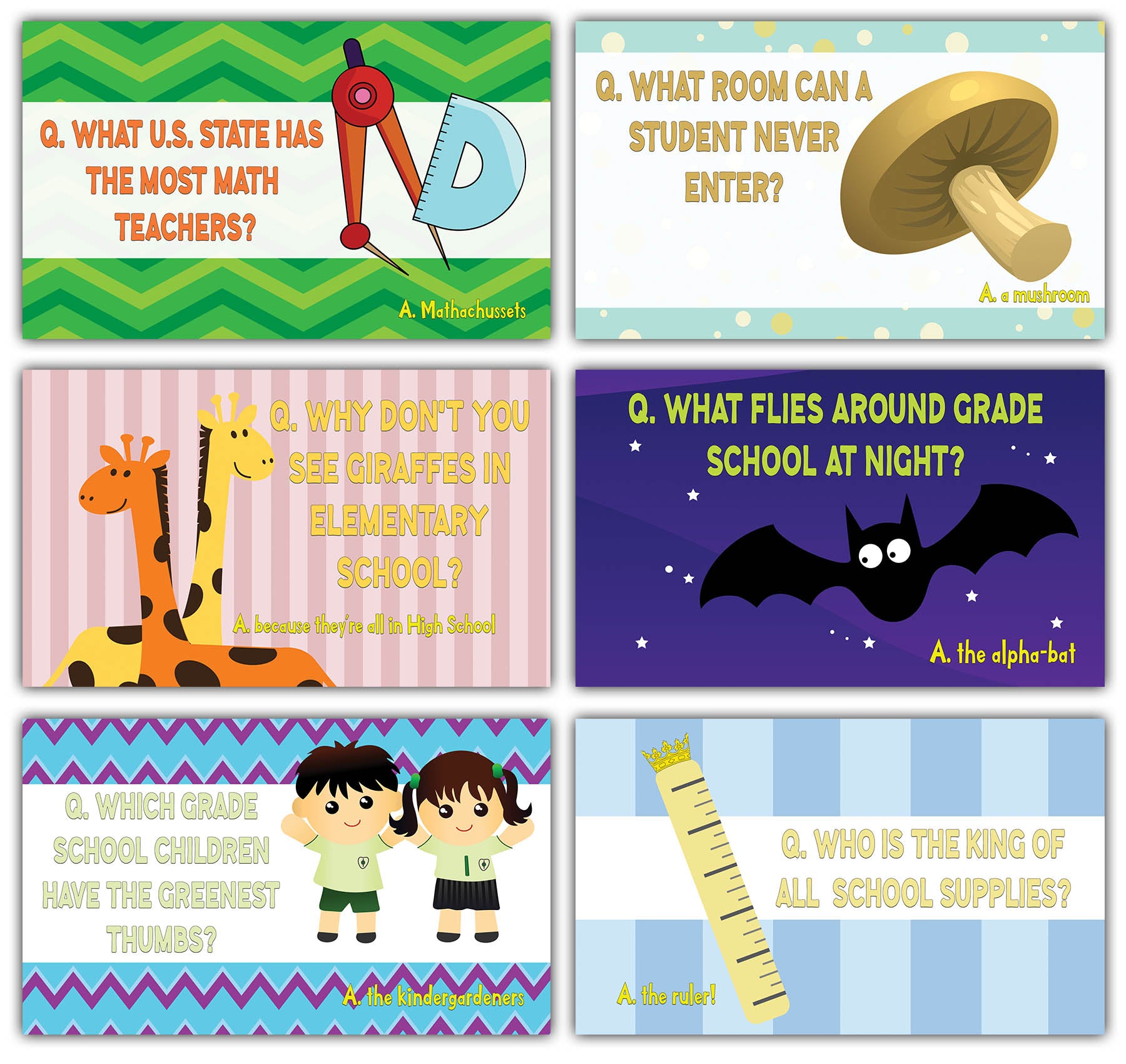 Creanoso Back to School Lunchbox Note Cards - Funny Jokes Flashcards