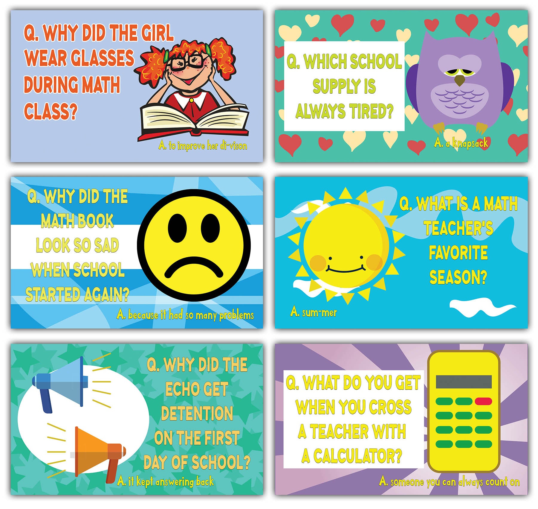 Creanoso Back to School Lunchbox Note Cards - Funny Jokes Flashcards