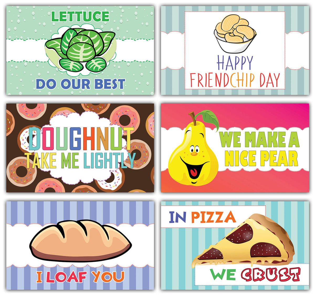 Creanoso Funny Food Puns Lunchbox Notecards - Flashcards for Kids