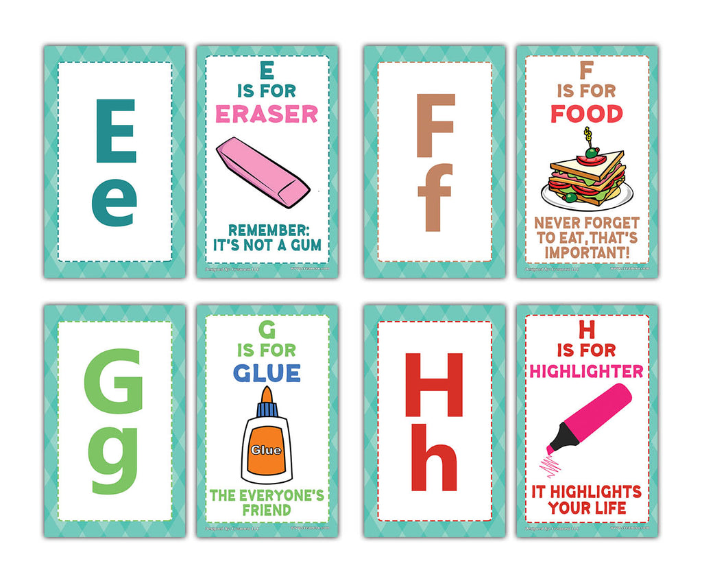 Creanoso English Alphabet Fun School Theme ABCs Flashcards Ã¢â‚¬â€œ 26