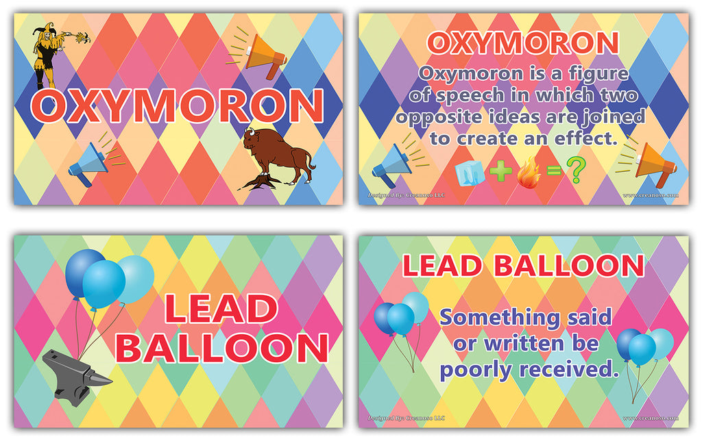 Creanoso Figures of Speech Oxymoron Learning Cards Ã¢â‚¬â€œ Mini Educa