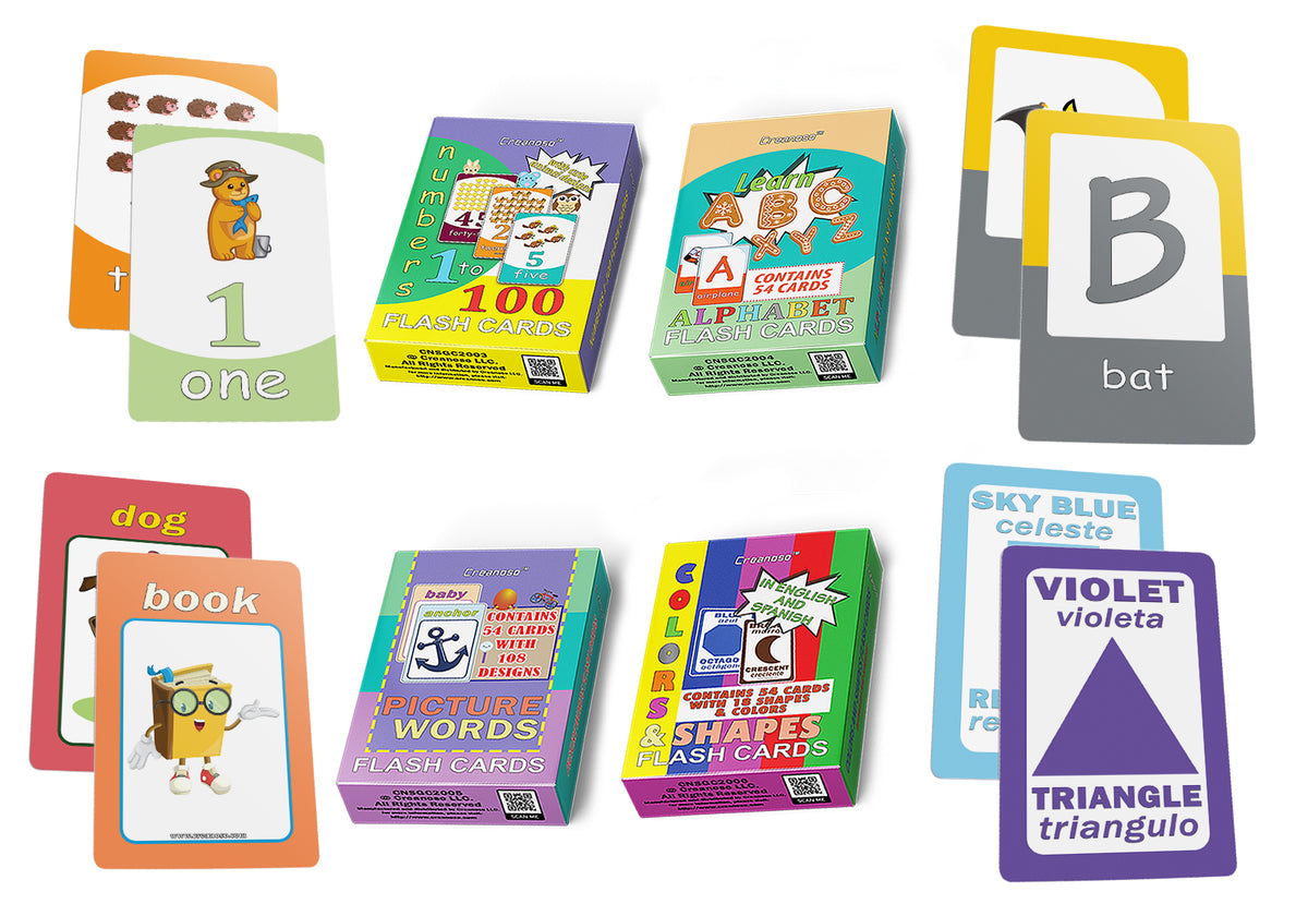 Alphabet Numbers Picture Words Colors and Shapes Learning Flash Cards ...