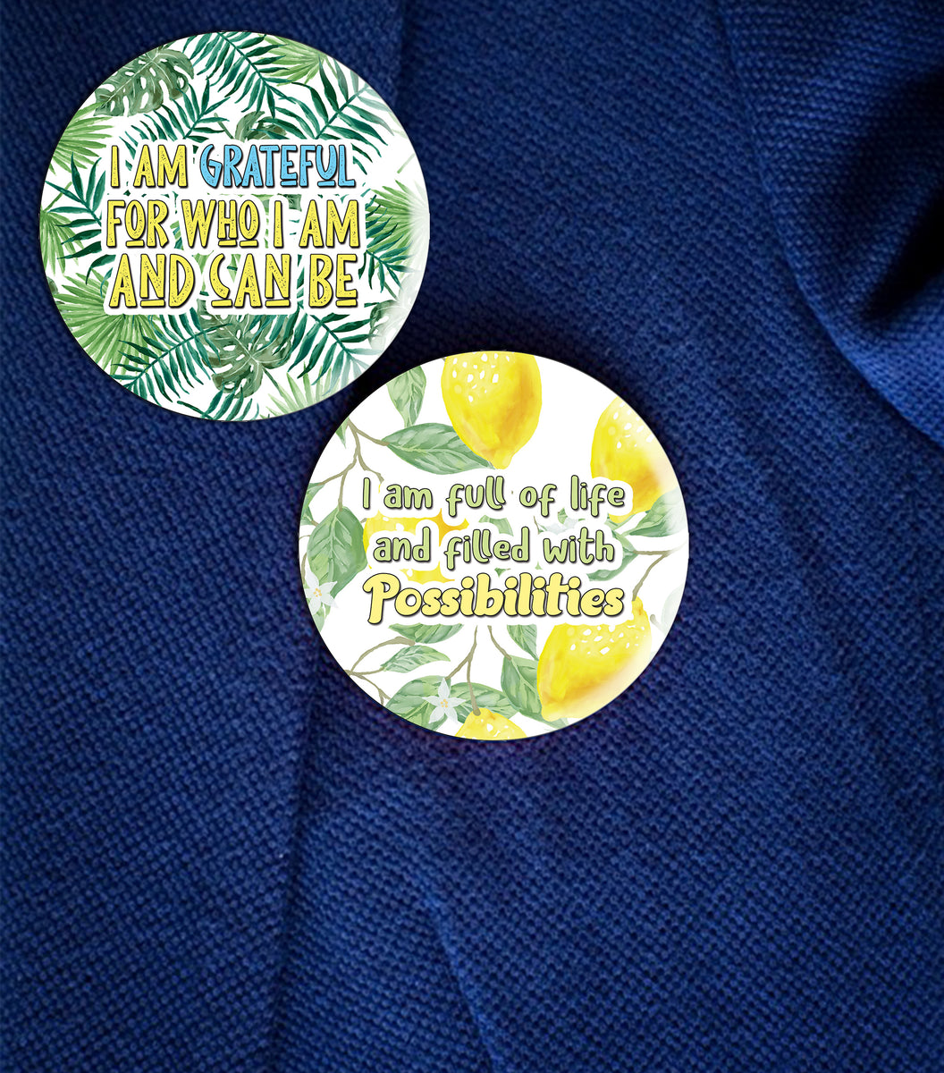 Creanoso Motivational Pinback Buttons - Positive Affirmations (10-Pack