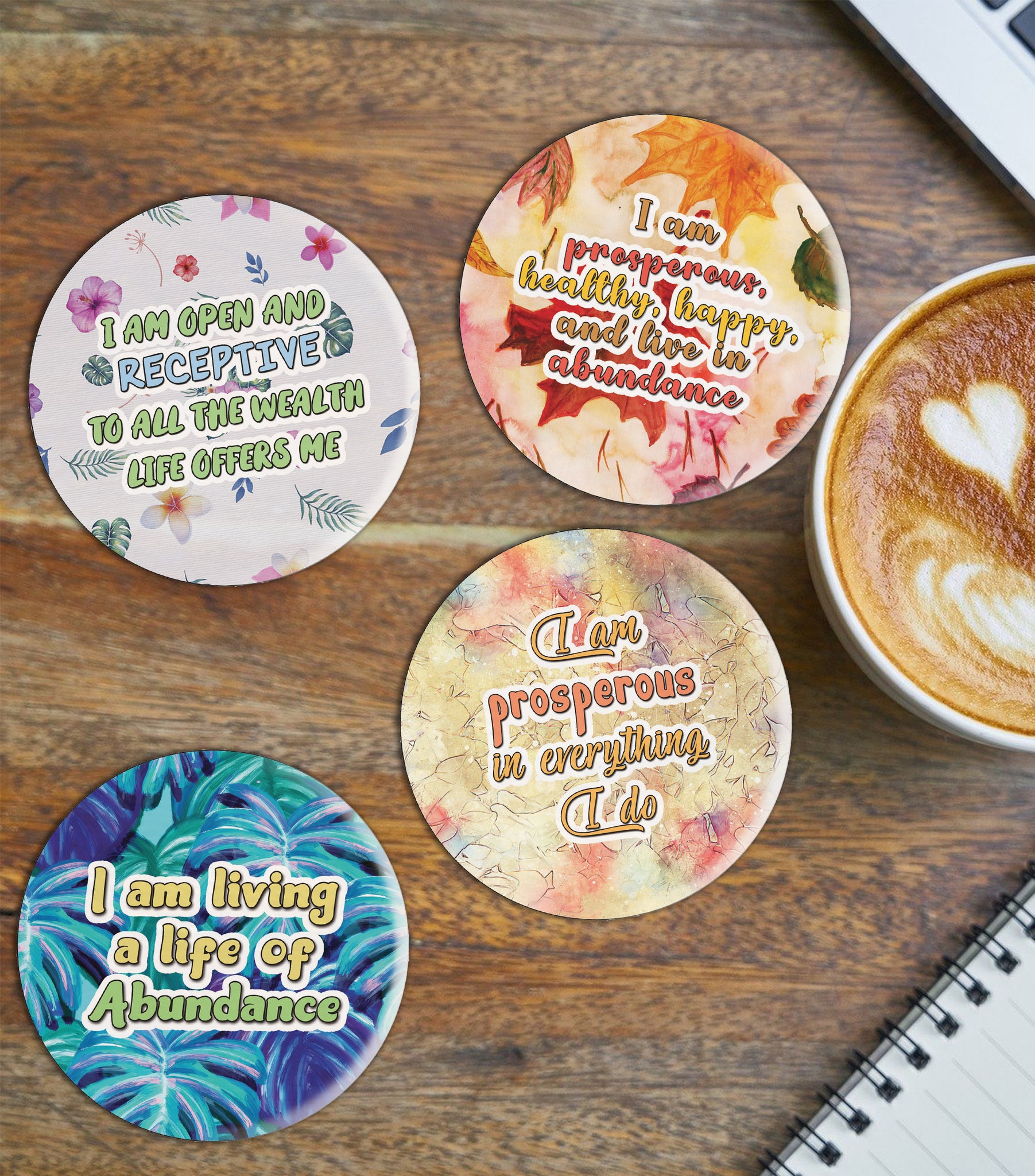 Creanoso Motivational Pinback Buttons - Positive Affirmations (10-Pack