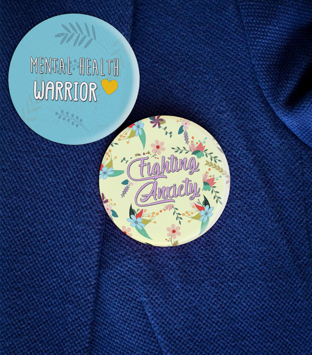 Creanoso Motivational Pinback Buttons Badge - Mental Health (10-Pack)