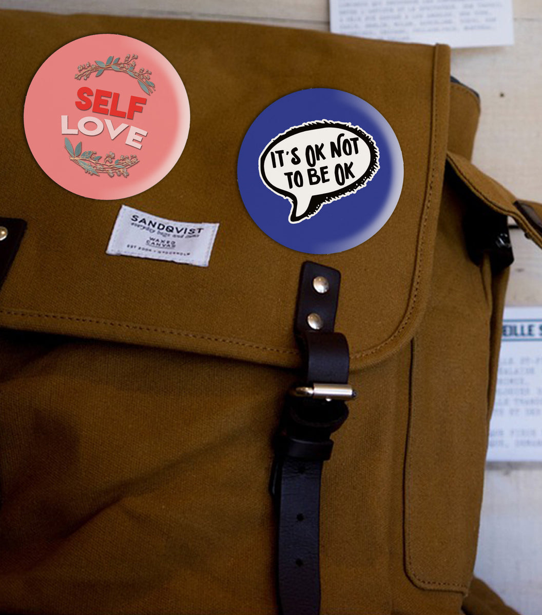 Creanoso Motivational Pinback Buttons Badge - Mental Health (10-Pack)