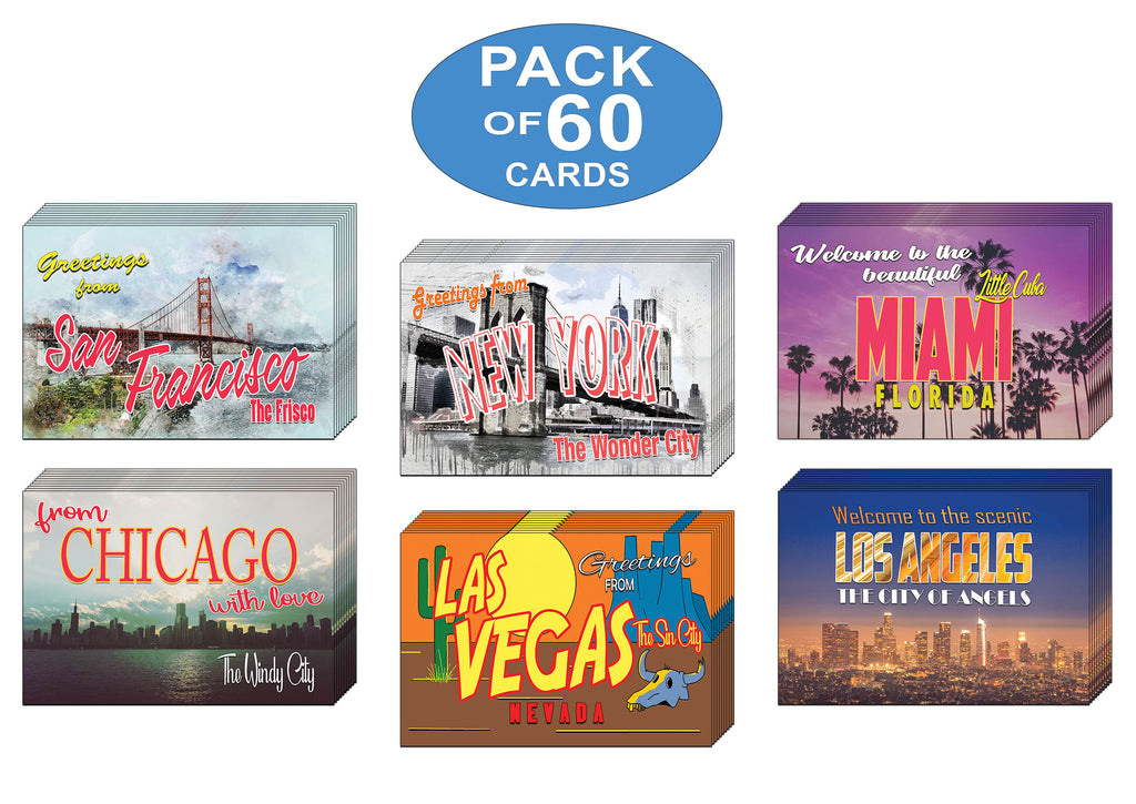 Creanoso Great US Cities Travel Postcards Ã¢â‚¬â€œ Assorted Greetings