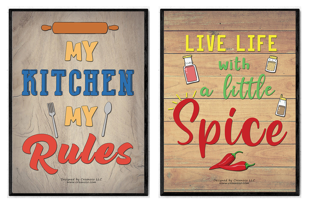 Creanoso Kitchen Quotes and Sayings Poster Prints (12-Pack) - Great Gi