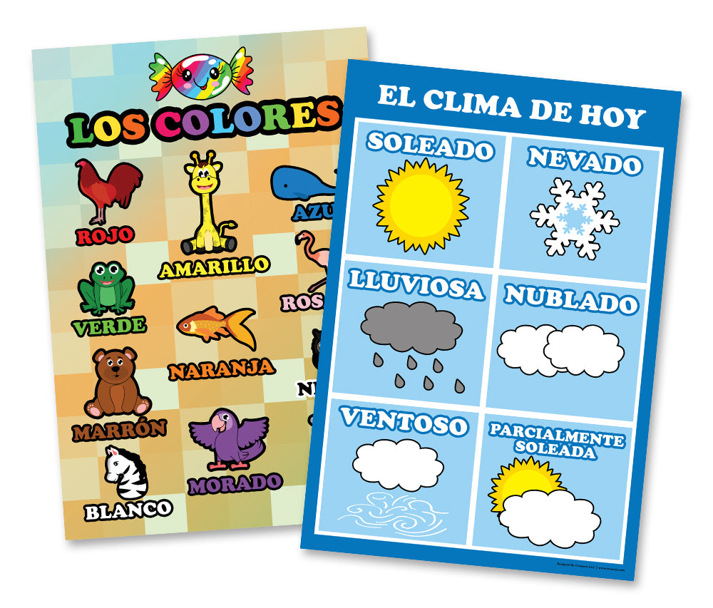 Spanish English Bilingual Numbers, Colors, Days of the Week, Months Ed ...