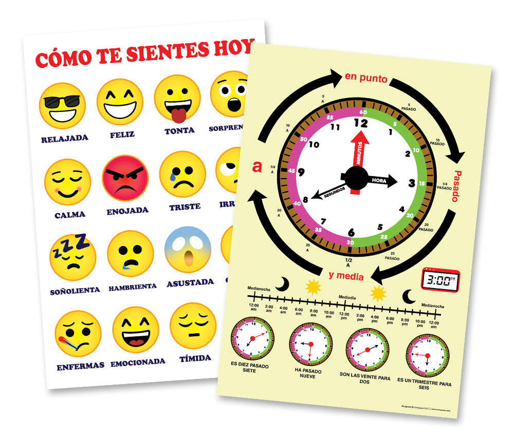 Spanish English Bilingual Numbers, Colors, Days of the Week, Months Ed ...