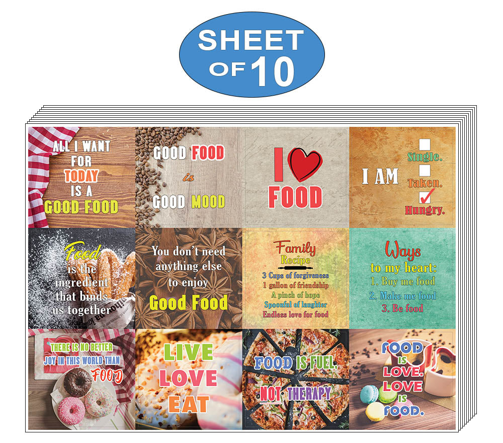 Creanoso Inspiring Food Lovers Sayings Stickers (10-Sheet) Ã¢â‚¬â€œ In