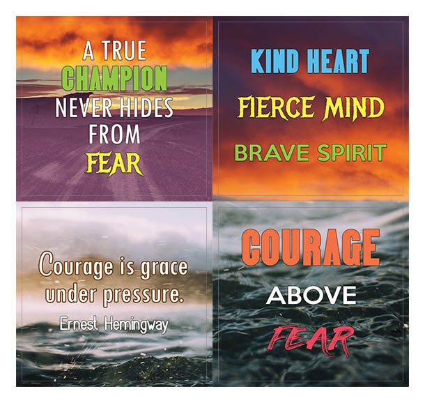 Creanoso Inspirational Courage Quotes Stickers (10-Sheet) Ã¢â‚¬â€œ Pre